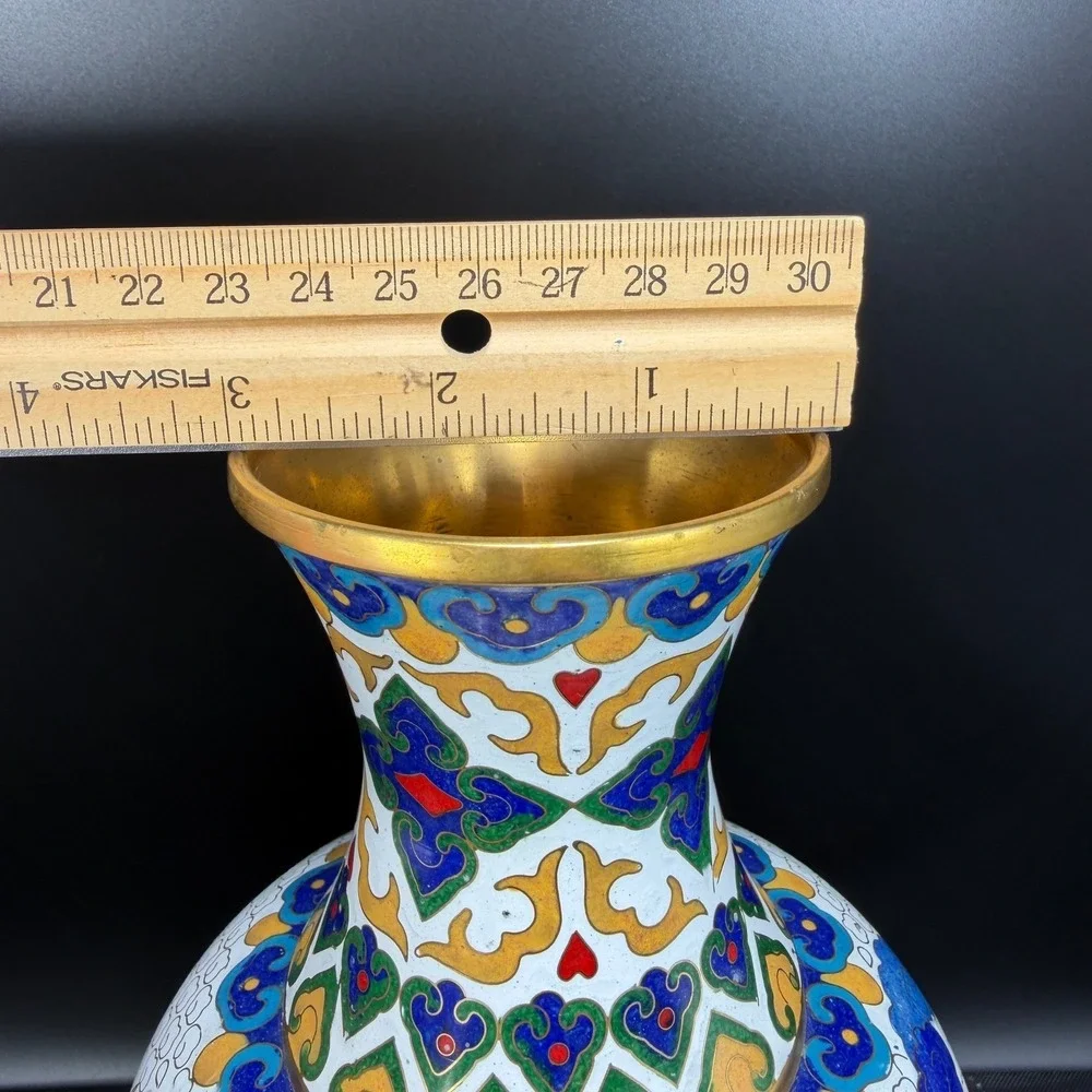 Accents | Vintage Chinese Cloisonne Enamel Vase Dragon Phoenix White 1 ...